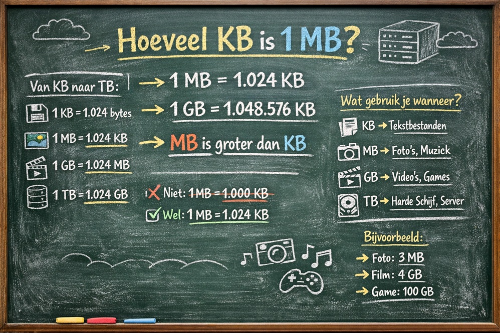 Hoeveel kb is 1 mb? Lees hier alles over kb, mb, gb en tb